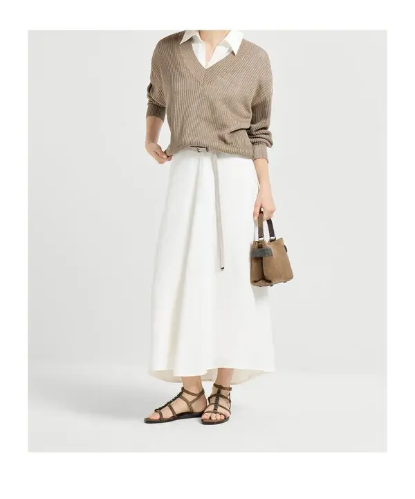 Brunello Cucinelli Ribbed Knit V-neck Sweater - Walnut