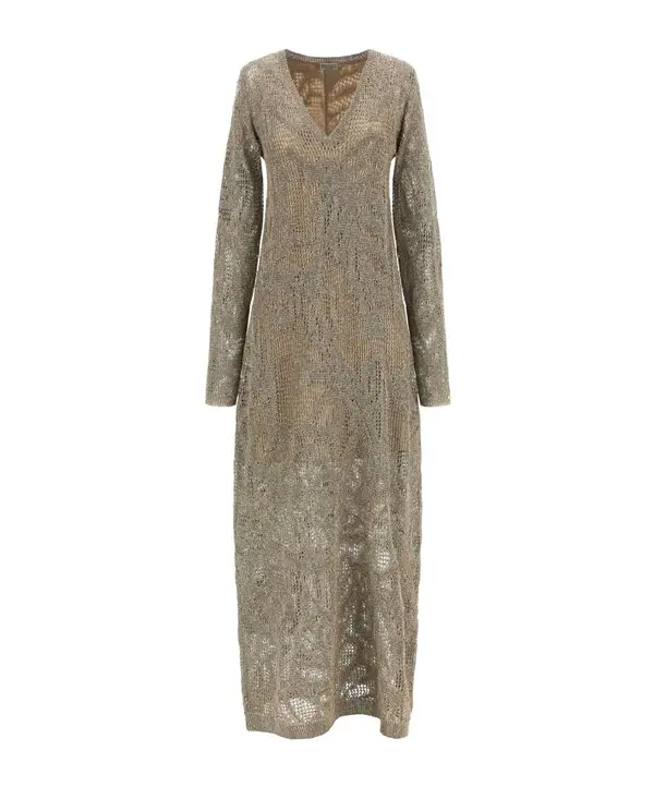 Brunello Cucinelli Long Sleeve Sequin-embellishment Knitted Dress