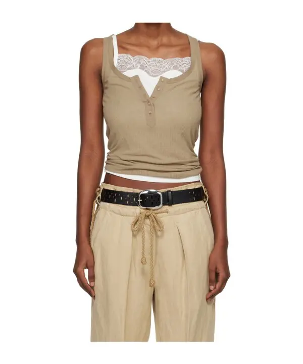 Isabel Marant Étoile Ribbed Henley Tank Top - Light Bronze