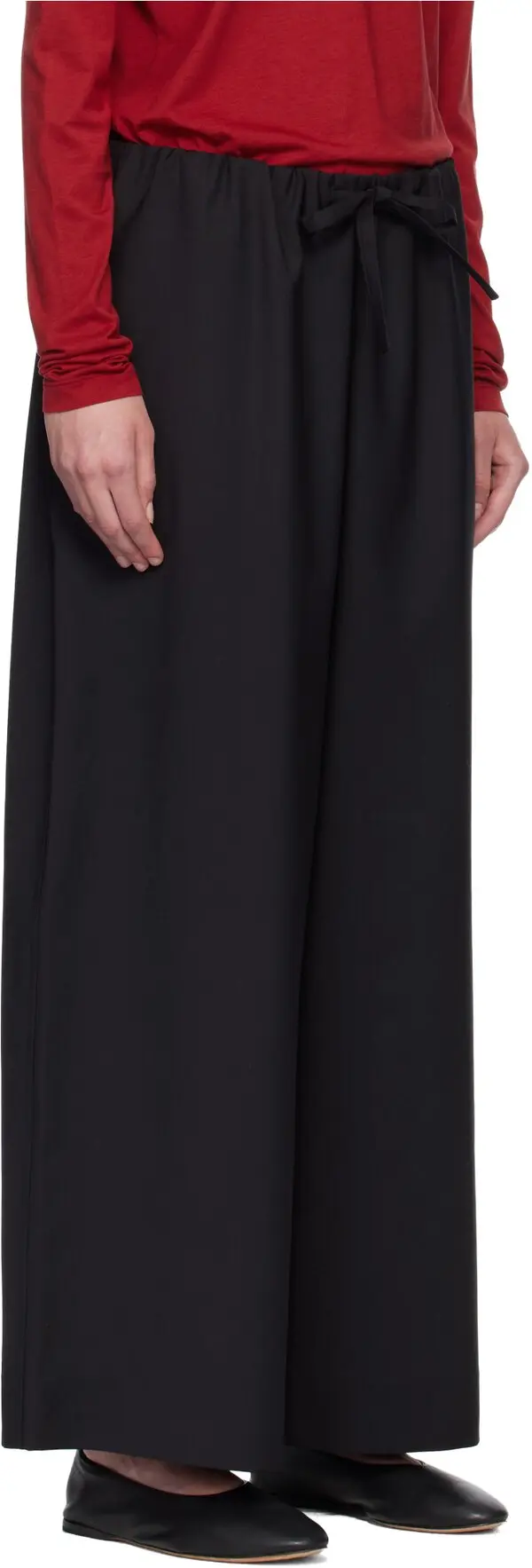 TOTEME Wide-leg Drawstring Trousers - Black