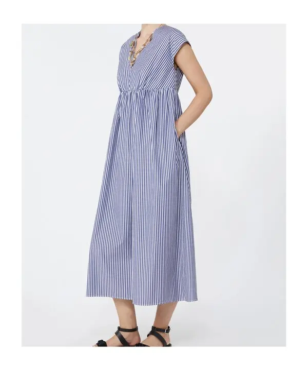 Max Mara Striped V-neck Maxi Dress - Blue