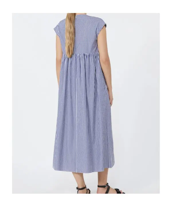 Max Mara Striped V-neck Maxi Dress - Blue