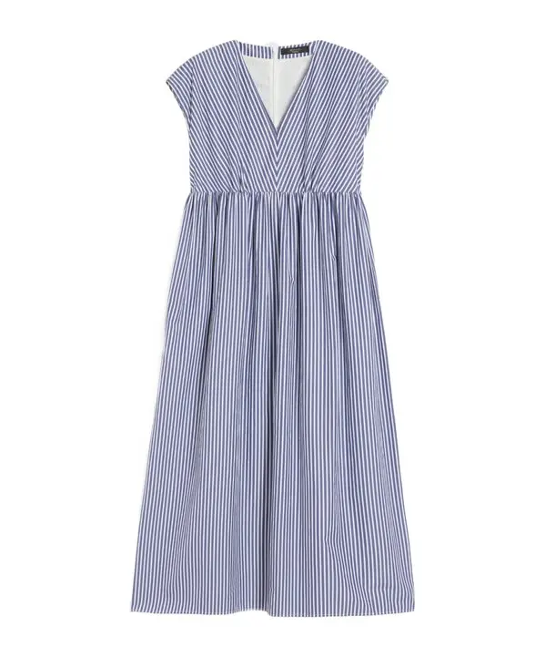 Max Mara Striped V-neck Maxi Dress - Blue