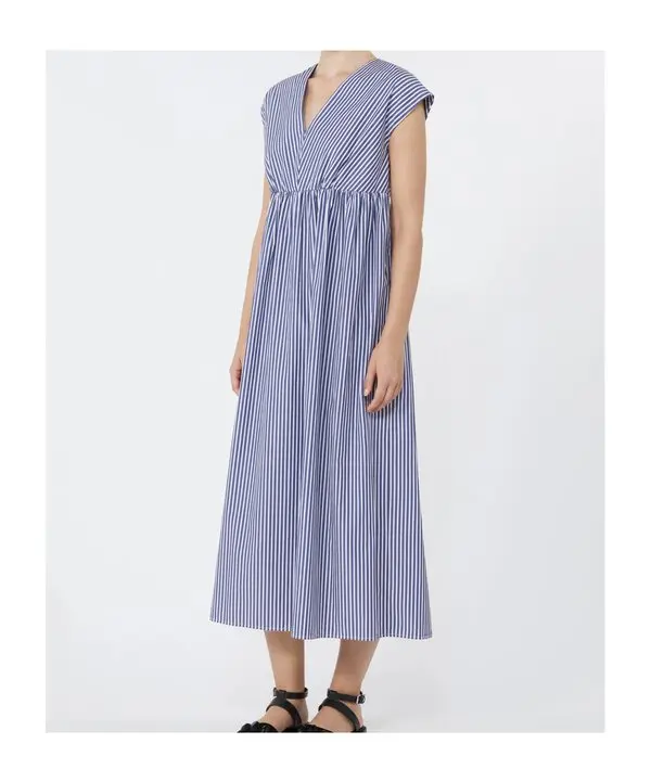 Max Mara Striped V-neck Maxi Dress