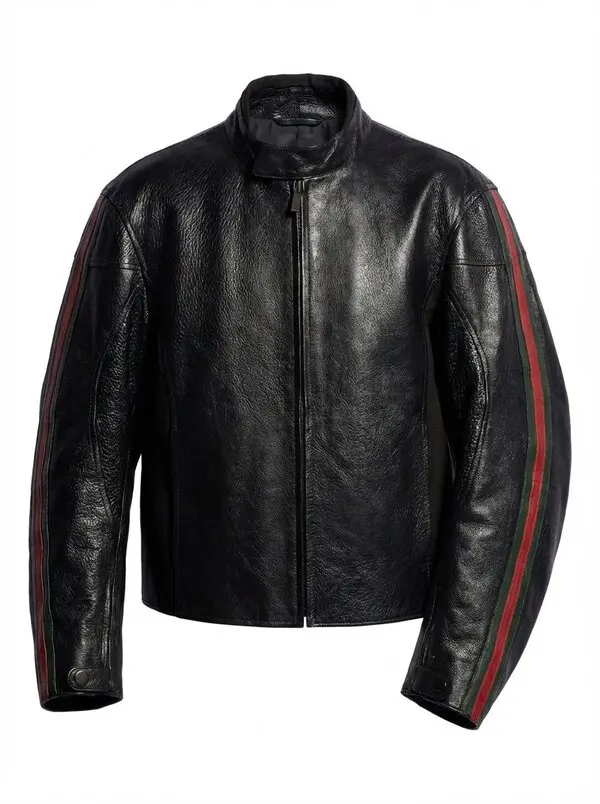 Gucci Striped Detail Motorcycle Leather Jacket