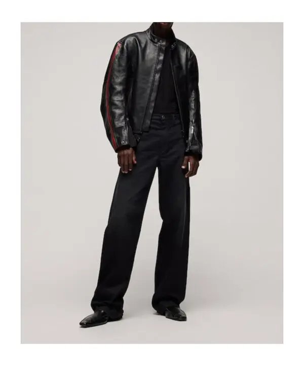 Gucci Striped Detail Motorcycle Leather Jacket
