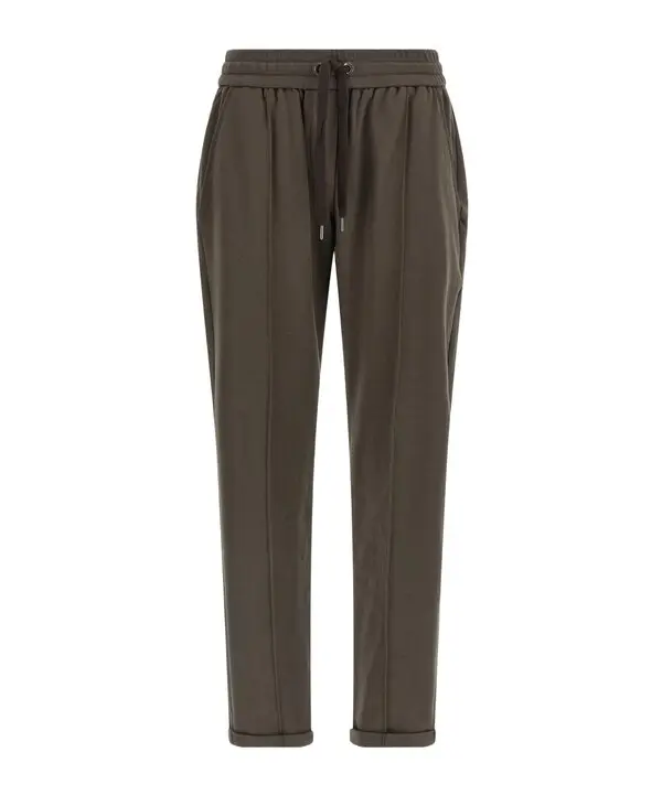 Brunello Cucinelli Drawstring Tapered-leg Sweatpants - Brown