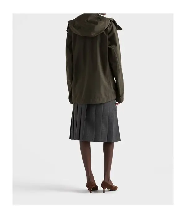 Prada Pleated Hopsack And Technical Fabric Midi Skirt