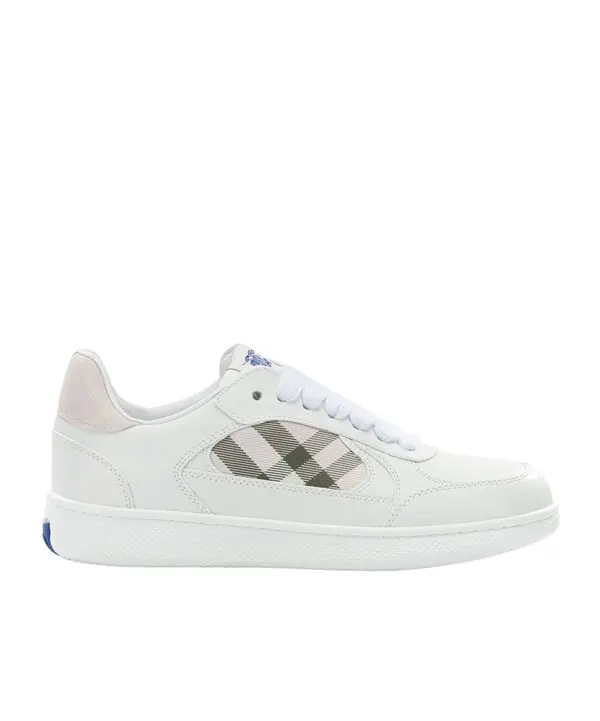 Burberry Check Detail Lace-up Sneakers - Optical White/mallow Powder