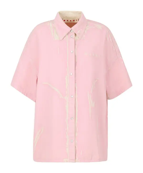 Marni Printed Drop Shoulder Short Sleeve Shirt - Pinkgummy