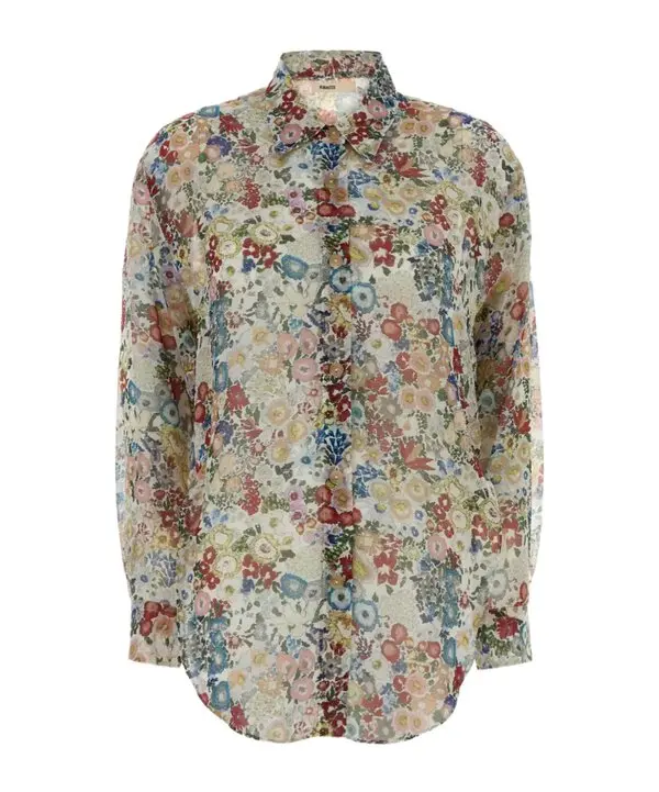 Khaite Goya Floral Printed Long Sleeve Shirt - Nude