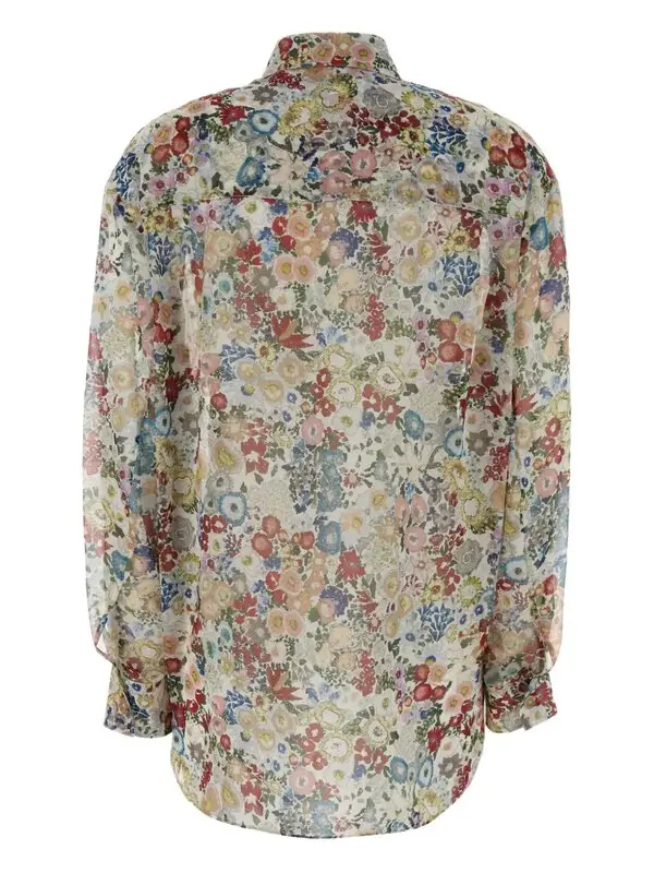 Khaite Goya Floral Printed Long Sleeve Shirt - Nude