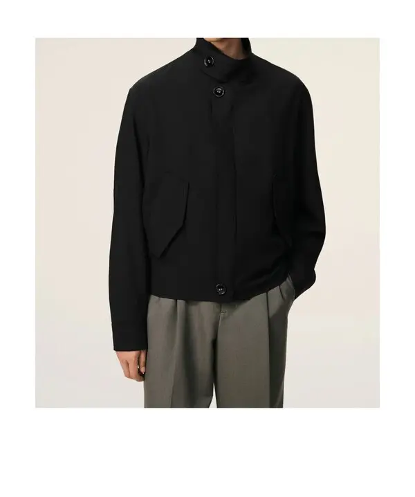 AMI Paris Harrington Jacket With Horn Button Details - Black