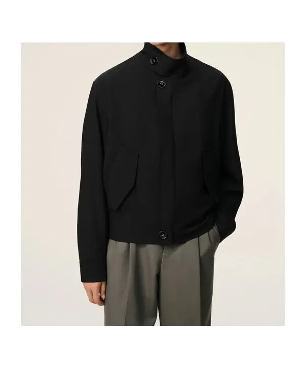 AMI Paris Harrington Jacket With Horn Button Details - Black