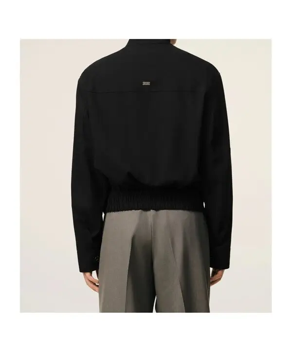 AMI Paris Harrington Jacket With Horn Button Details - Black