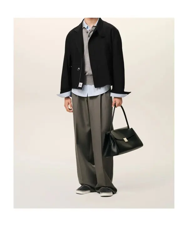 AMI Paris Harrington Jacket With Horn Button Details - Black