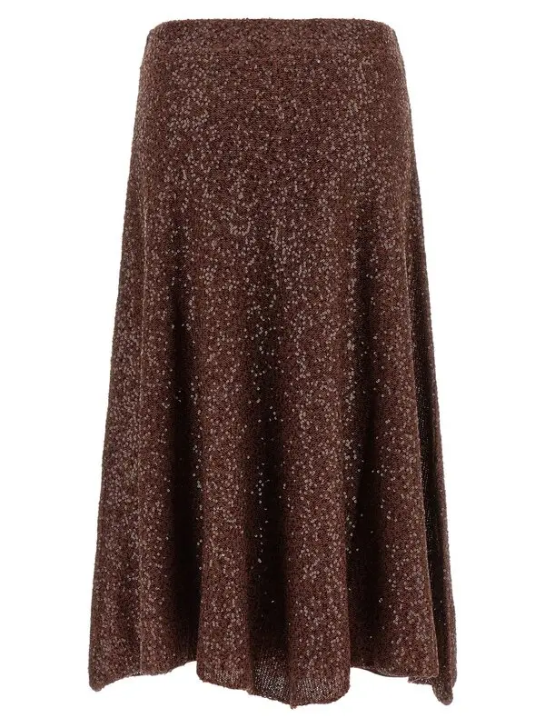 Brunello Cucinelli Sequined Midi Skirt - Red