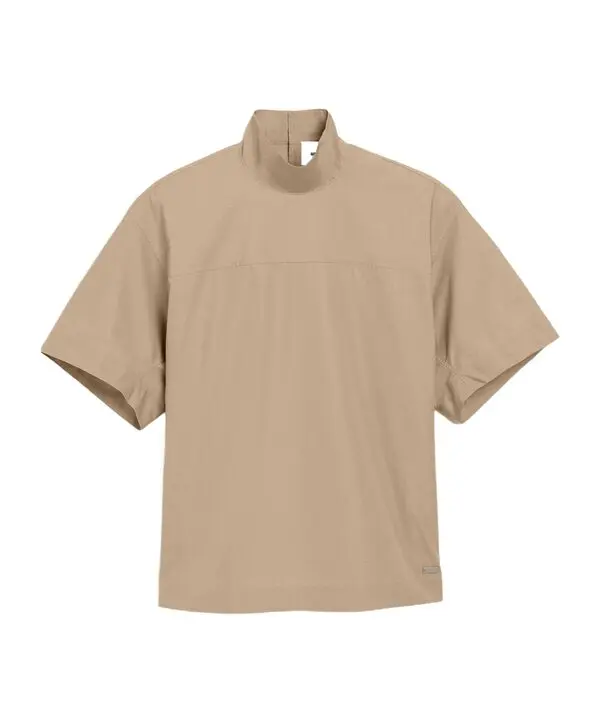 Ami Short Sleeve Turtleneck Blouse - Taupe