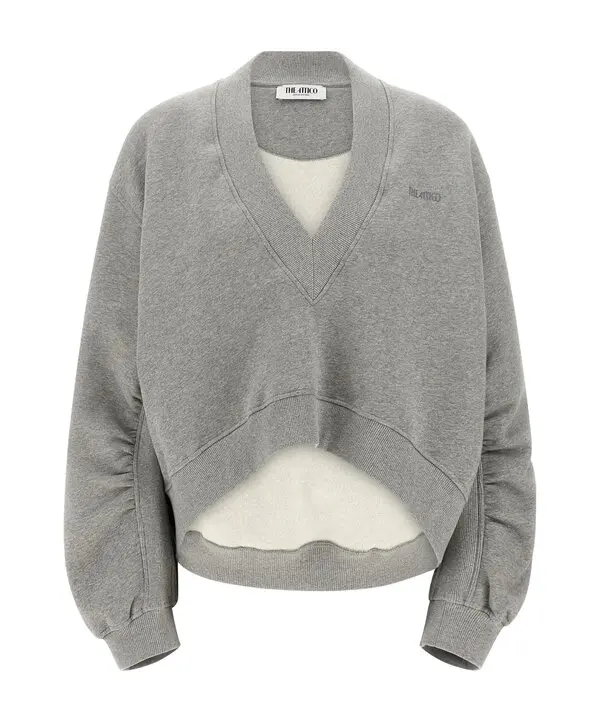 Attico Logo-embroidery V-neck Sweatshirt - Gray