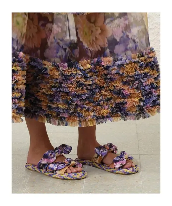 Zimmermann Flat Slides With Bow Detailing - Multicolor
