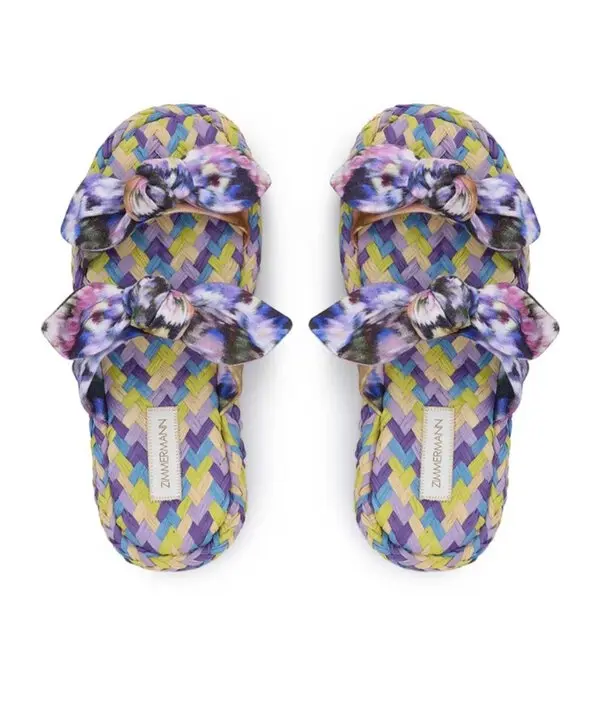 Zimmermann Flat Slides With Bow Detailing - Multicolor