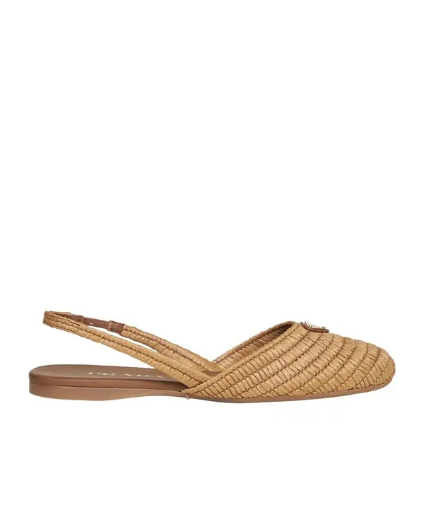 Prada Raffia Slingback Ballet Flats