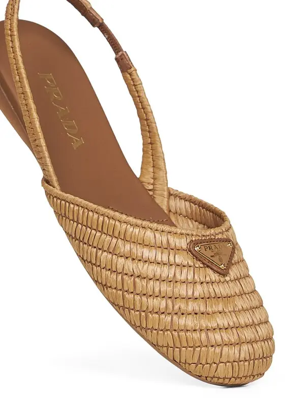 Prada Raffia Slingback Ballet Flats