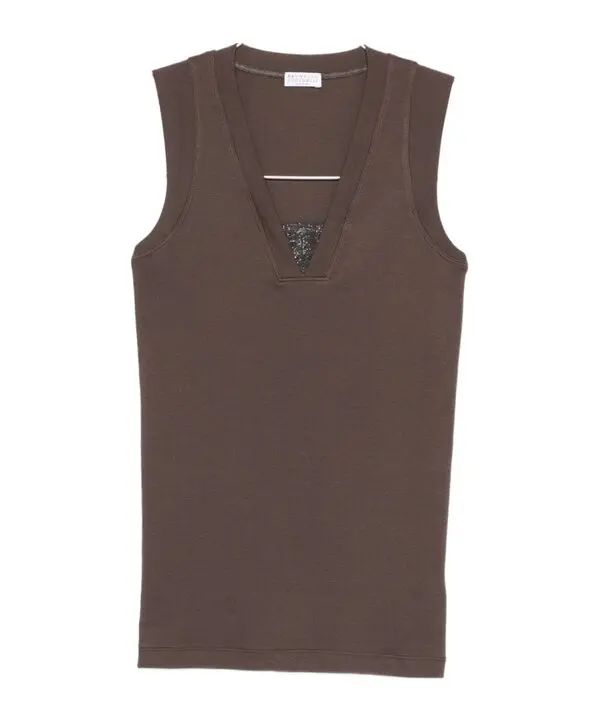 Brunello Cucinelli Embellished V-neck Sleeveless Top