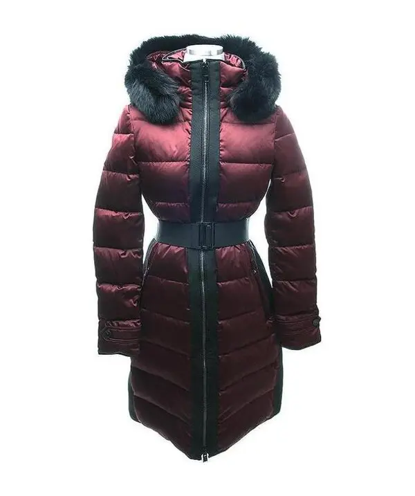 Burberry Quilted Down Hooded Jacket With Belt