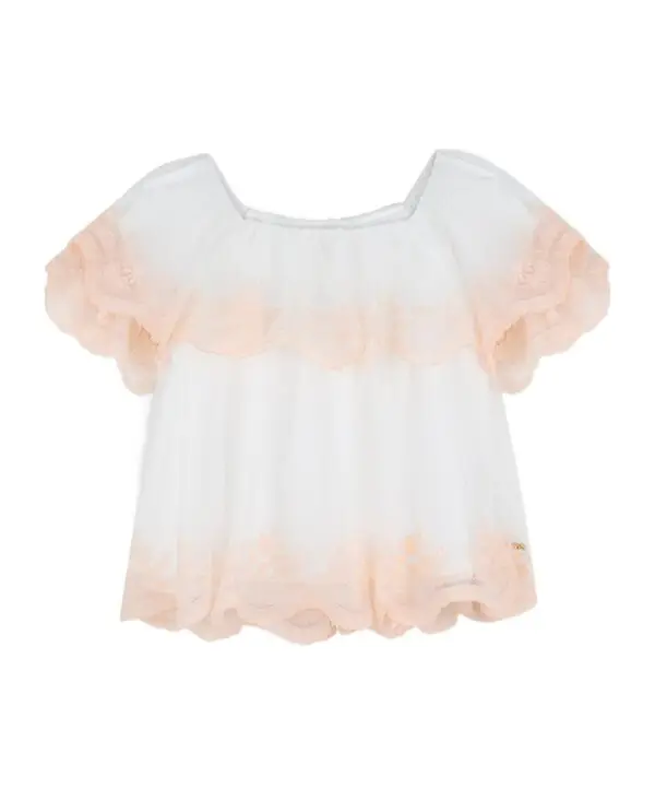 Chloé Ruffled Lace Top - White