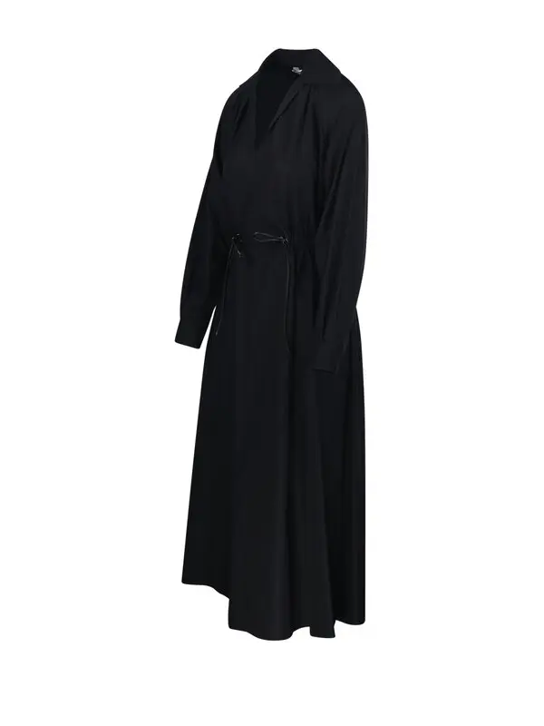 Max Mara Flared Poplin Dress - Black