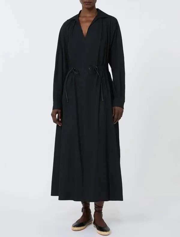 Max Mara Flared Poplin Dress - Black