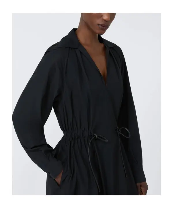 Max Mara Flared Poplin Dress - Black