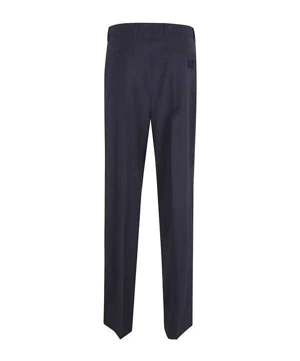 Miu Miu Wide-leg Wool Trousers With Embroidered Logo