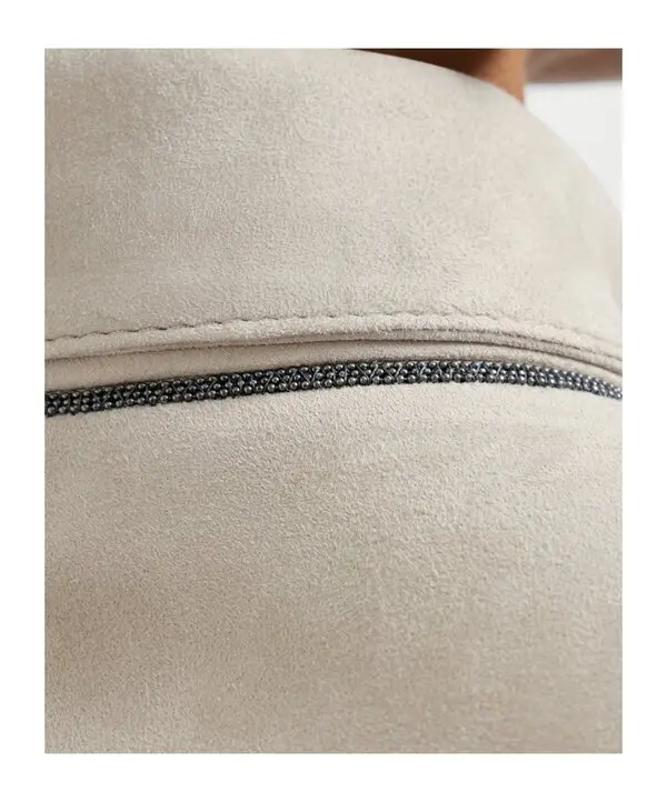 Brunello Cucinelli Long Sleeve Embellished Jacket - Light Gray