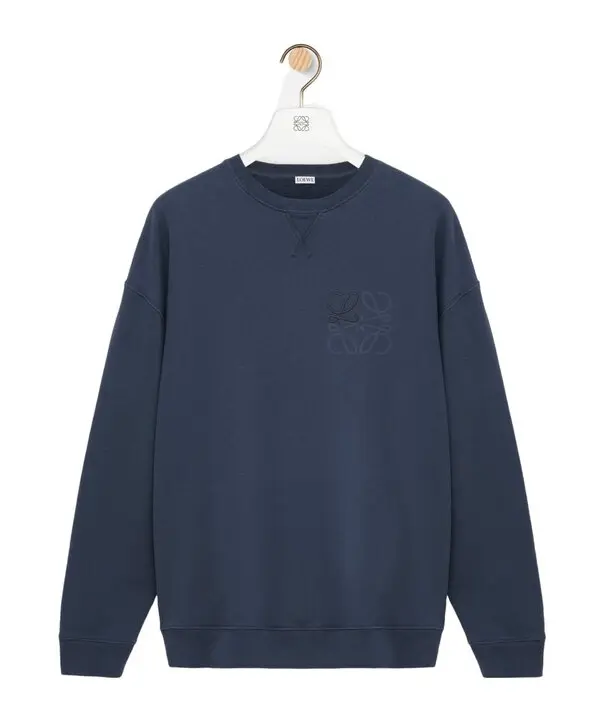 Loewe Anagram-detail Cotton Sweatshirt - Blue