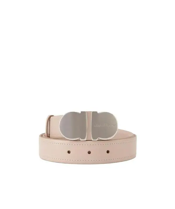 FERRAGAMO Gancini Logo Buckle Belt - Nude