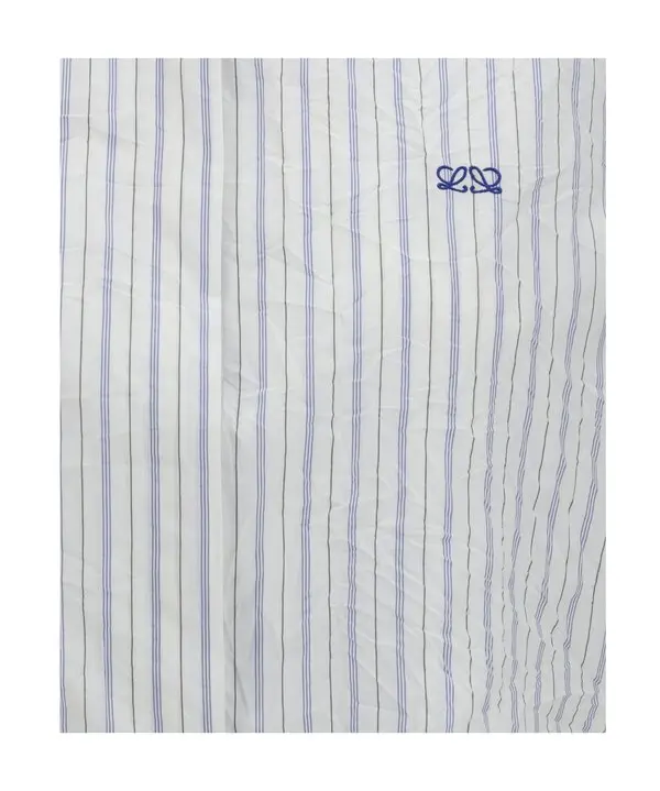 Loewe Striped Short-sleeve Shirt With Double L Embroidery