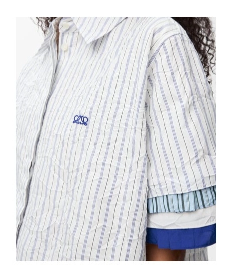 Loewe Striped Short-sleeve Shirt With Double L Embroidery