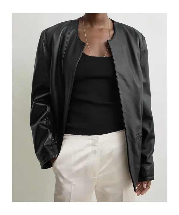 TOTEME Collarless Pocket Leather Jacket