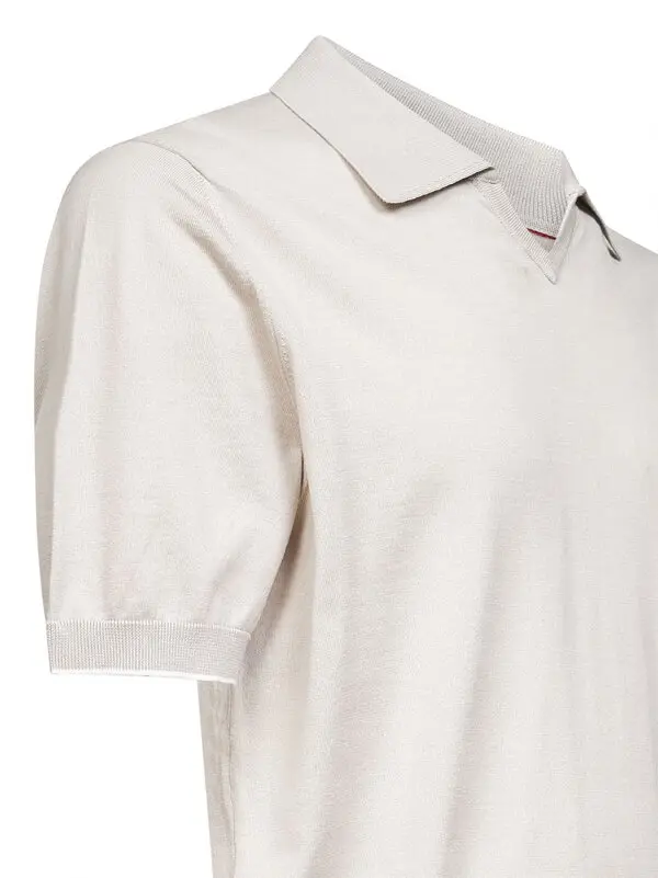Brunello Cucinelli Short Sleeved Ribbed Polo Shirt