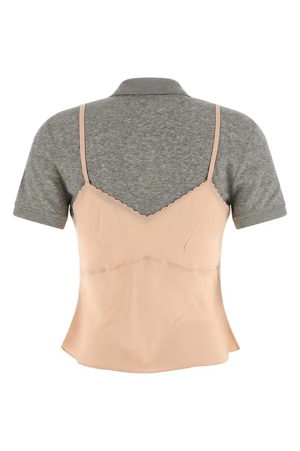 Miu Miu Marocain Crepe Top - Peach/grey
