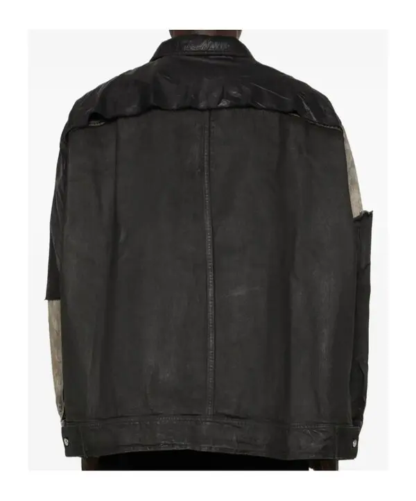 Rick Owens Collared Long-sleeved Patchwork Casual Jacket - Black