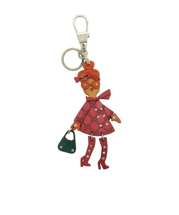 Gucci Doll Charm Keychain - Brown
