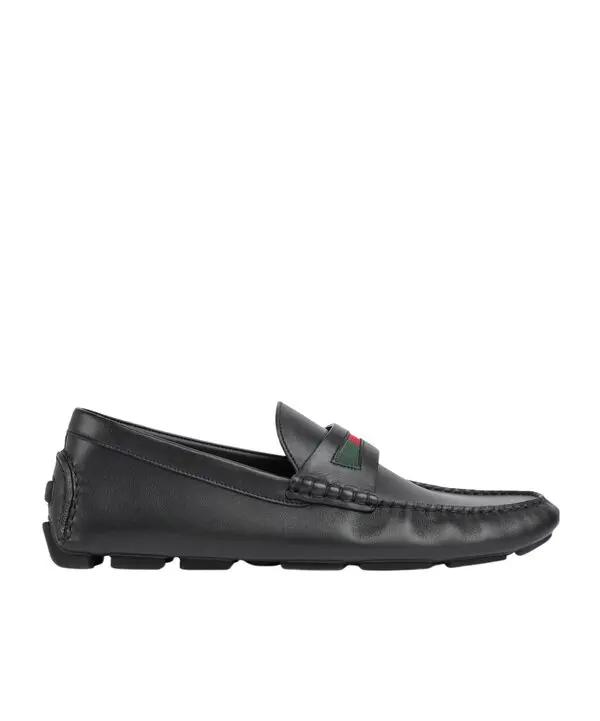 Gucci Web Detailed Slip-on Drivers - Black