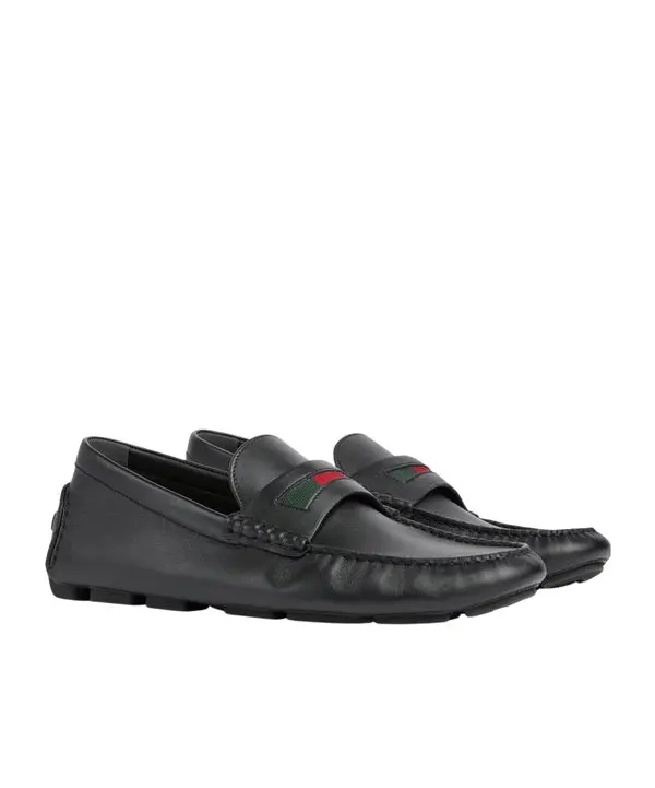 Gucci Web Detailed Slip-on Drivers - Black
