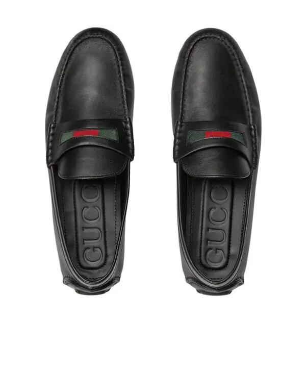 Gucci Web Detailed Slip-on Drivers - Black