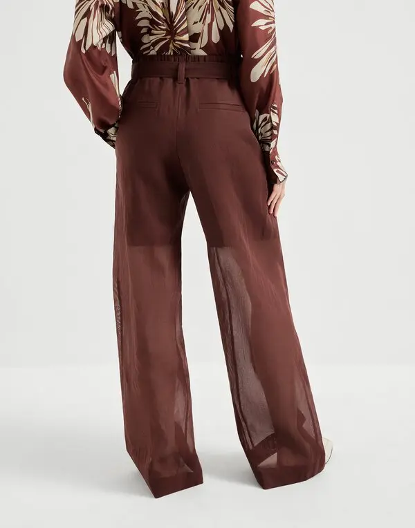 Brunello Cucinelli Monili Organza Wide-leg Trousers