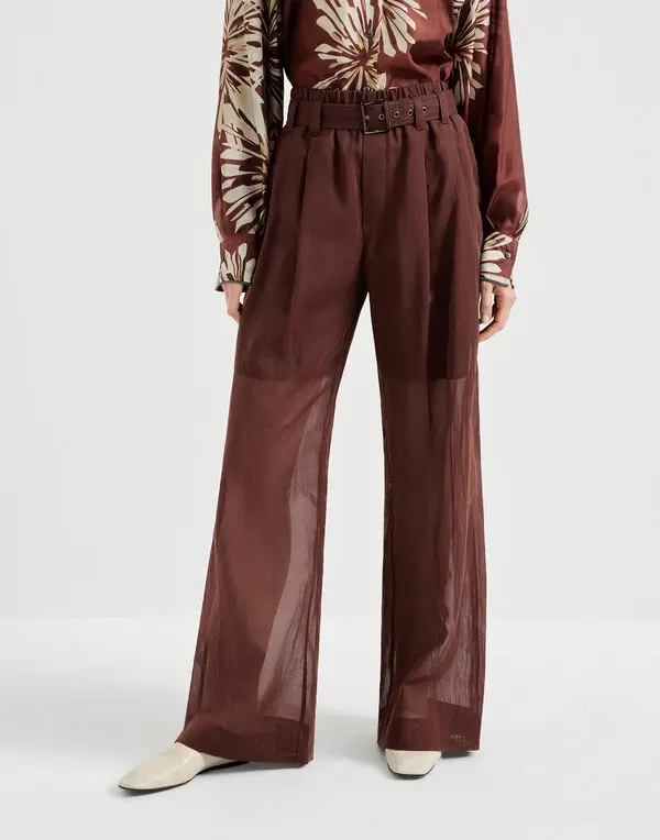 Brunello Cucinelli Monili Organza Wide-leg Trousers