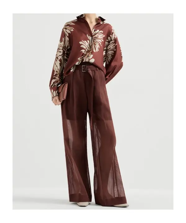 Brunello Cucinelli Monili Organza Wide-leg Trousers